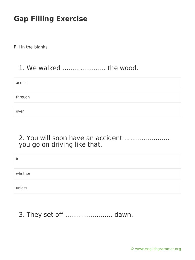 Gap Filling Exercise | PDF