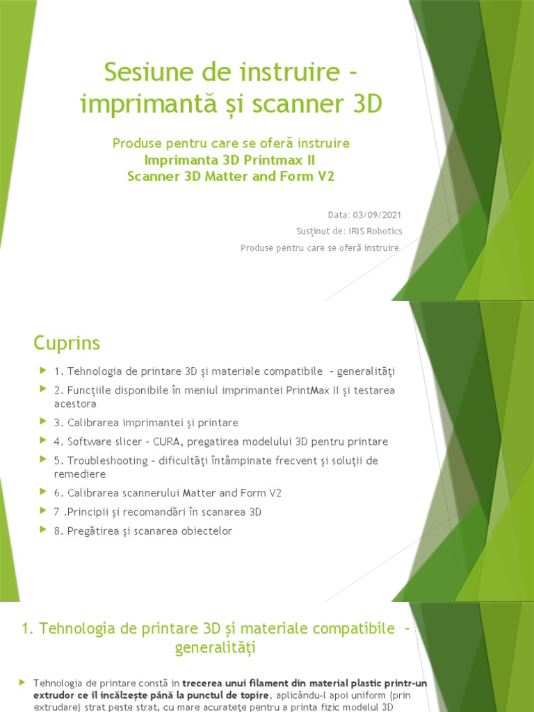 Sesiune de Instruire - Imprimanta Si Scanner 3D | PDF