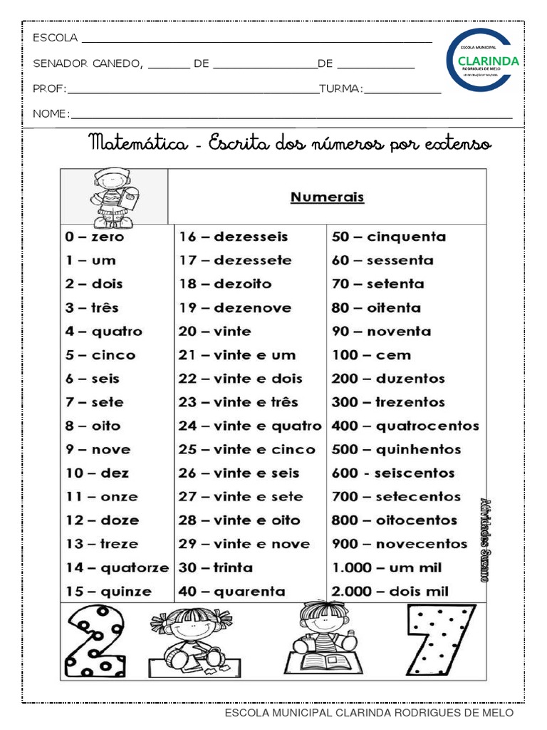Escrita Por Extenso Numeros | PDF
