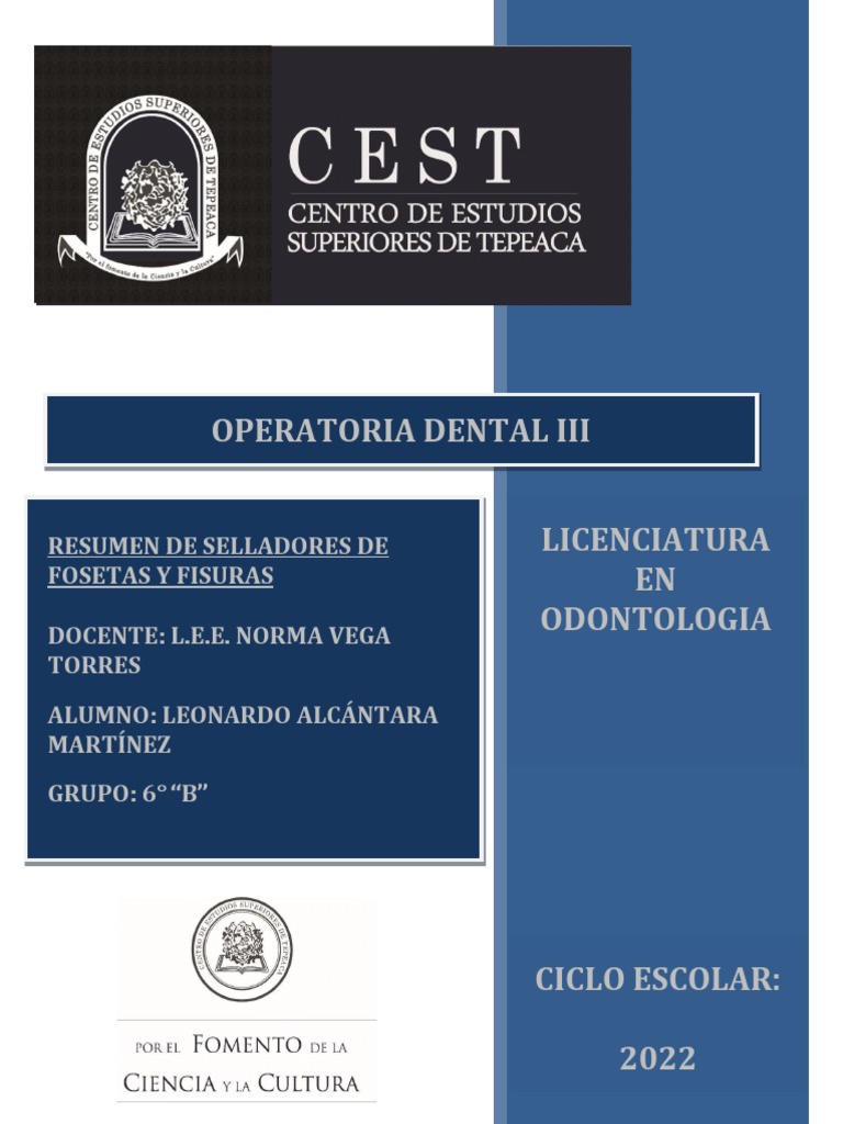 Resumen de Selladores de Fosetas y Fisuras | PDF | Diente | Esmalte de ...