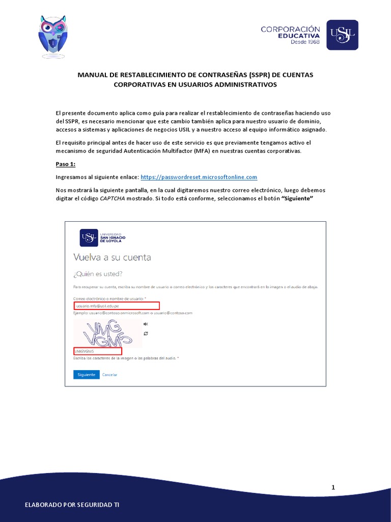 MANUAL DE RESTABLECIMIENTO DE CONTRASEÑA DE CUENTAS USUARIOS ...