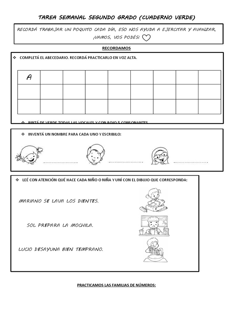 Tarea Semanal Primer Grado | PDF | Arte