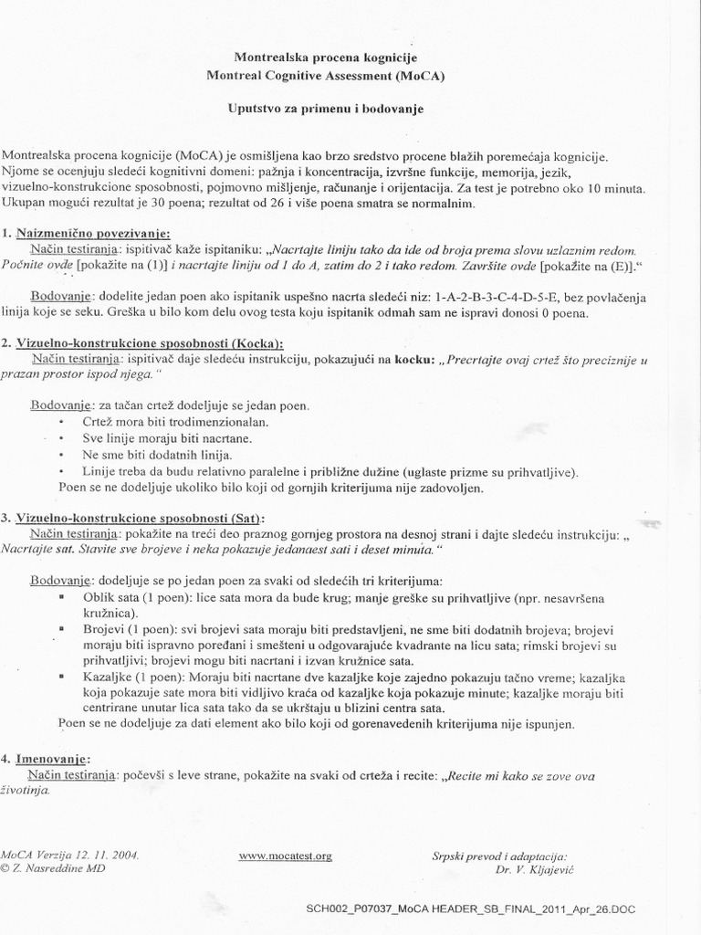 8 MoCA Upustvo | PDF