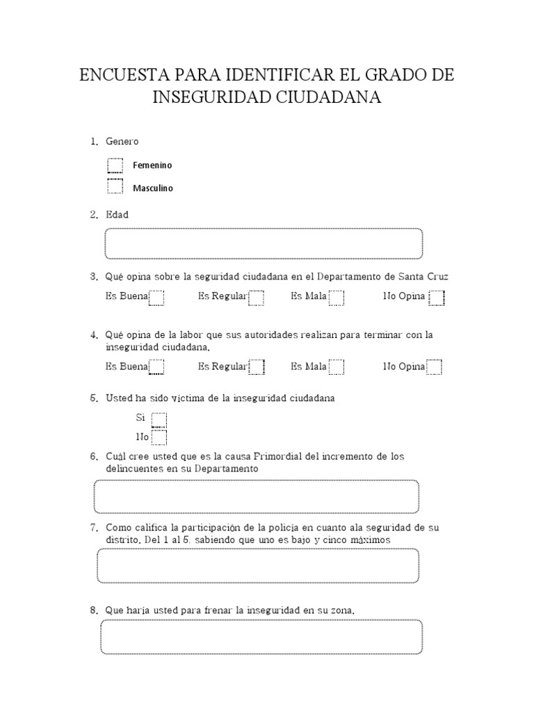 Encuesta Sobre La Inseguridad Ciudadana | PDF