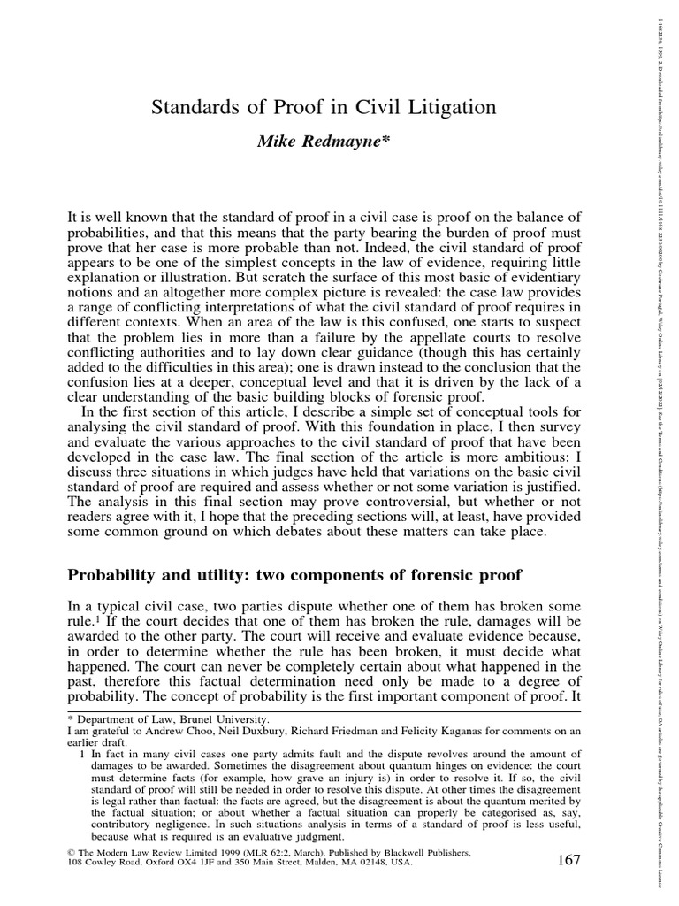 Standards of Proof Mike | PDF | Burden Of Proof (Law) | Evidence (Law)