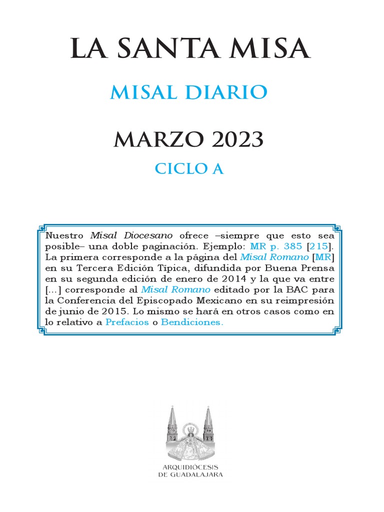 Misal MARZO 2023 - Arquidiócesis de Guadalajara - 132 Págs | Descargar ...