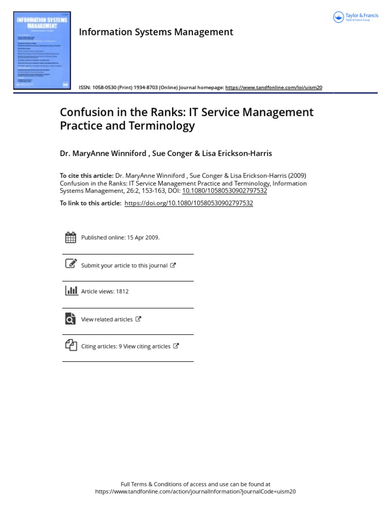 Confusion in The Ranks IT Service Management Practice and Terminology ...