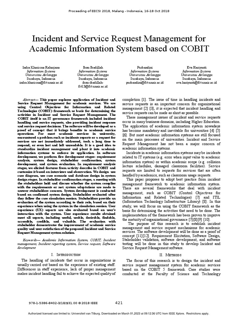 Incident and Service Request Management For Academic Information System ...