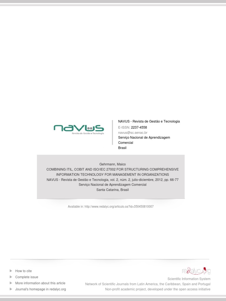 ITIL, COBIT & ISO 27002 for IT Management | PDF | Information Security ...