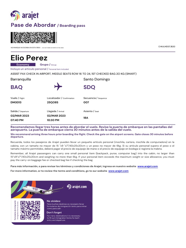 Elio Perez: Pase de Abordar | PDF