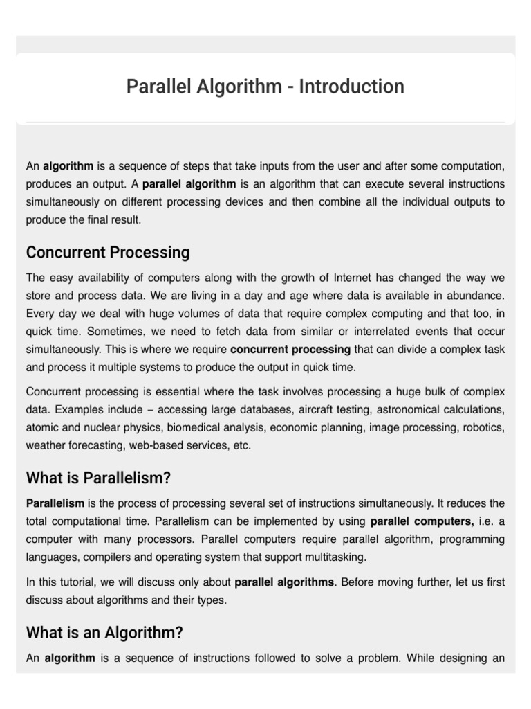 Parallel Algorithm Intro And Computational Models Pdf Central Processing Unit Parallel