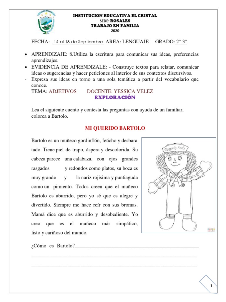 Actividades sobre Adjetivos para Niños | PDF | Adjetivo | Morfología ...