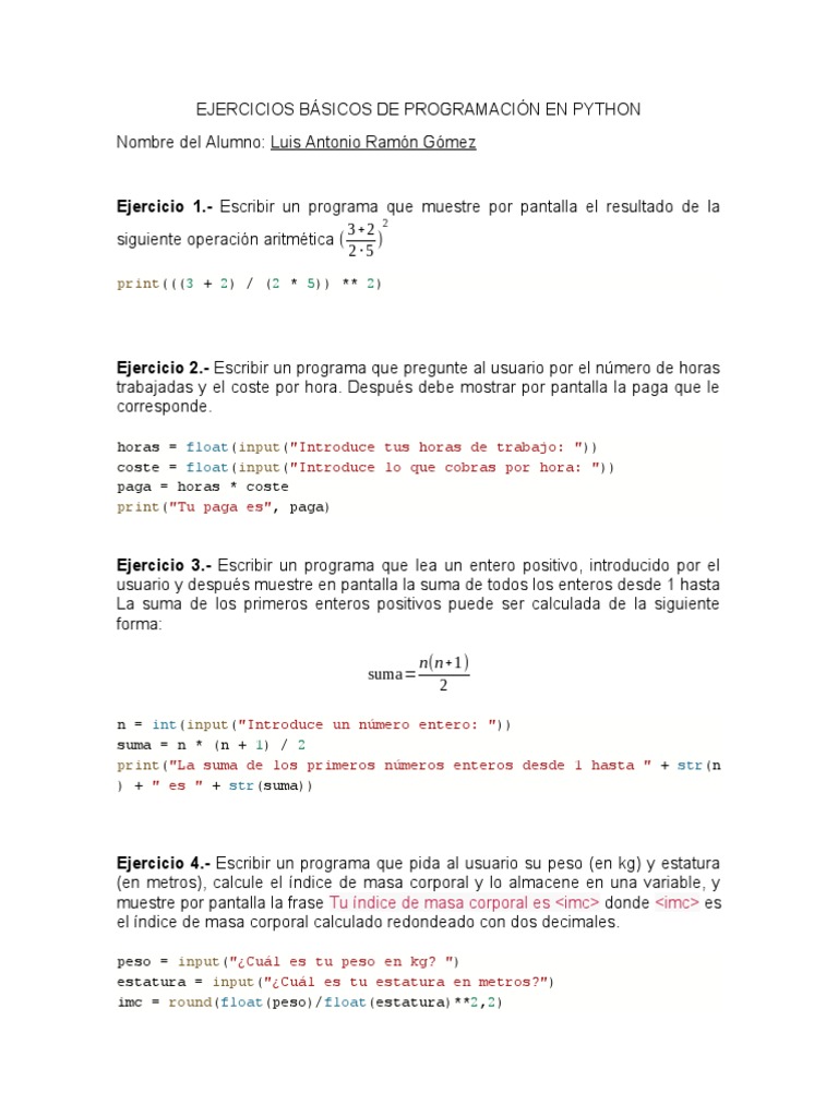EjerciciosPython (Basicos) | PDF | Contraseña