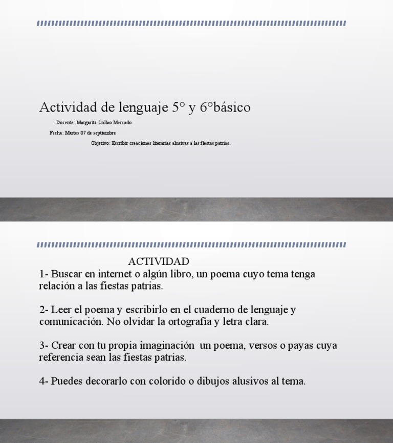 Actividad de Lenguaje 5° y 6° | PDF