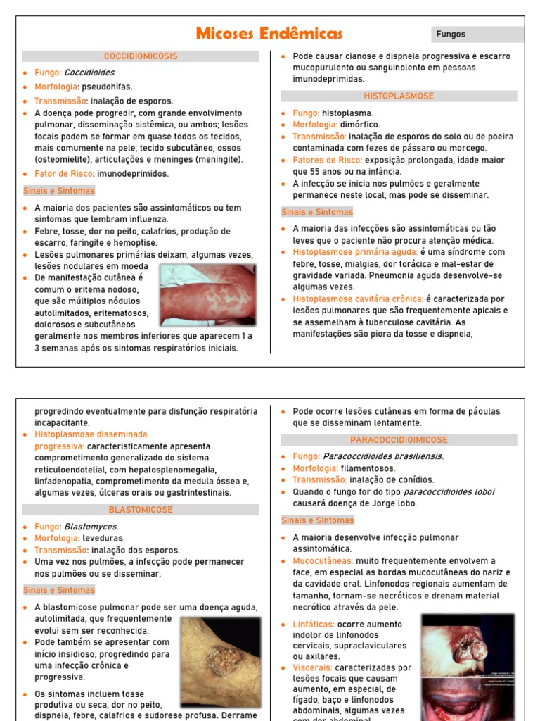 Micoses Endêmicas | PDF | Microbiologia | Ciências da Saúde