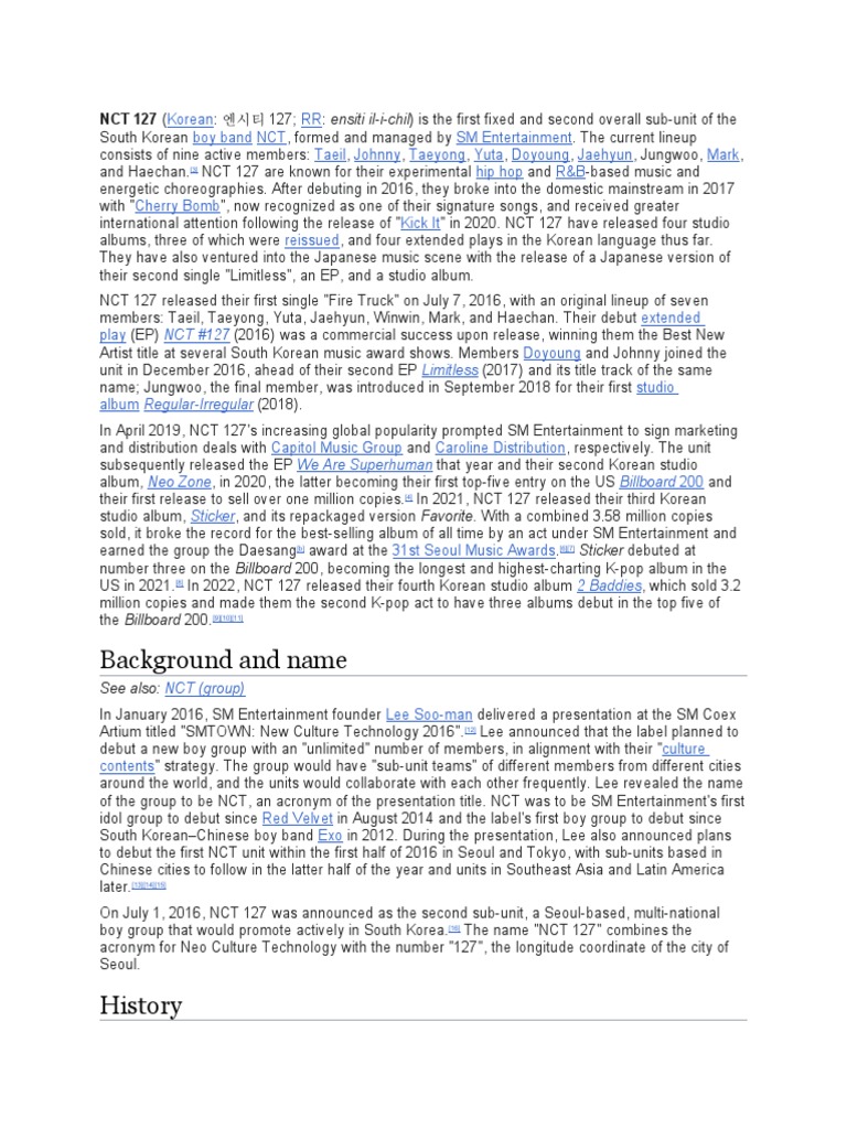 NCT 127 | PDF | Popular Music | Pop Music