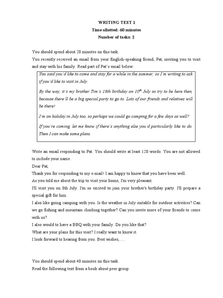 Writing Test Guidelines and Tasks | PDF | Stress (Biology) | Essays