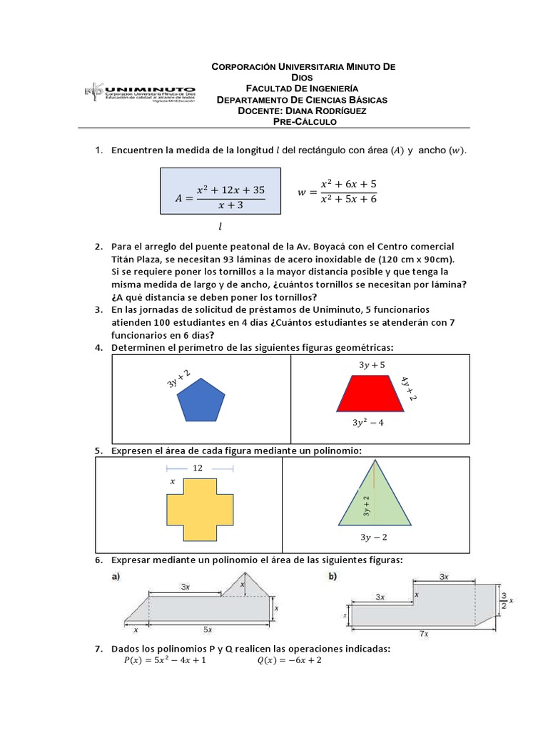 Ejercicios de Pre-cálculo 2 | PDF | Tornillo