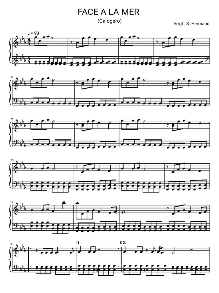 Calogero Face A La Mer Sheet Music SEO | PDF