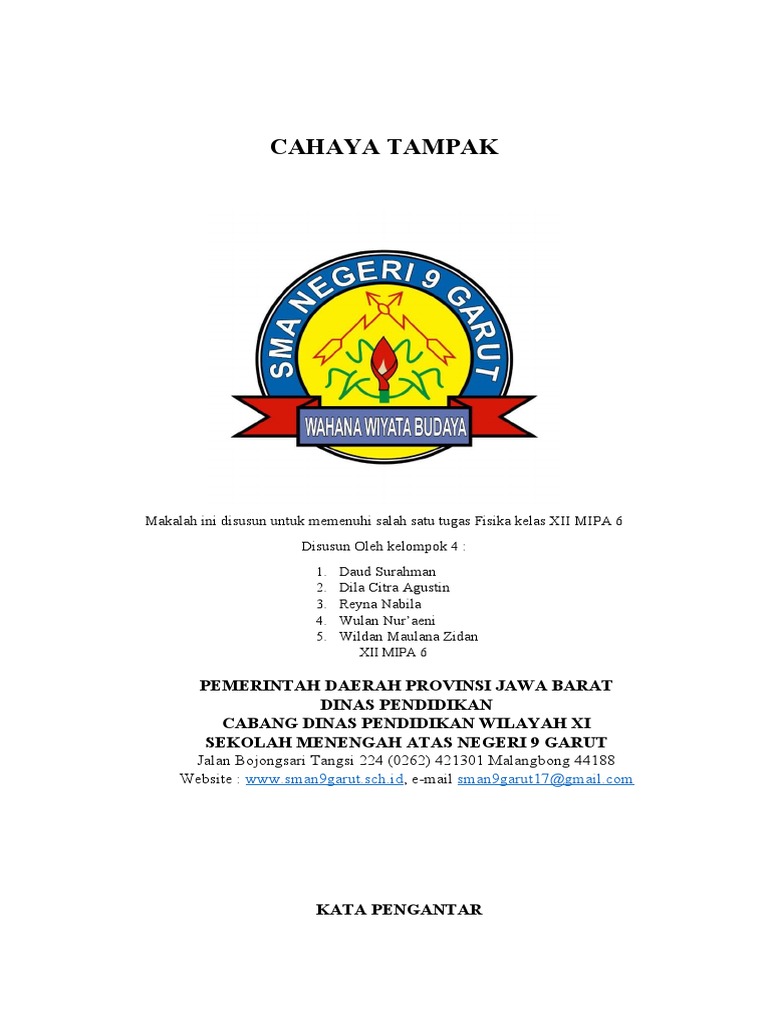 Cahaya Tampak K4 Rev1 XII - MIPA 6 SMAN 9 GARUT | PDF