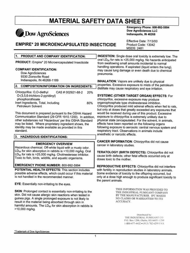 Empire 20 Msds | PDF