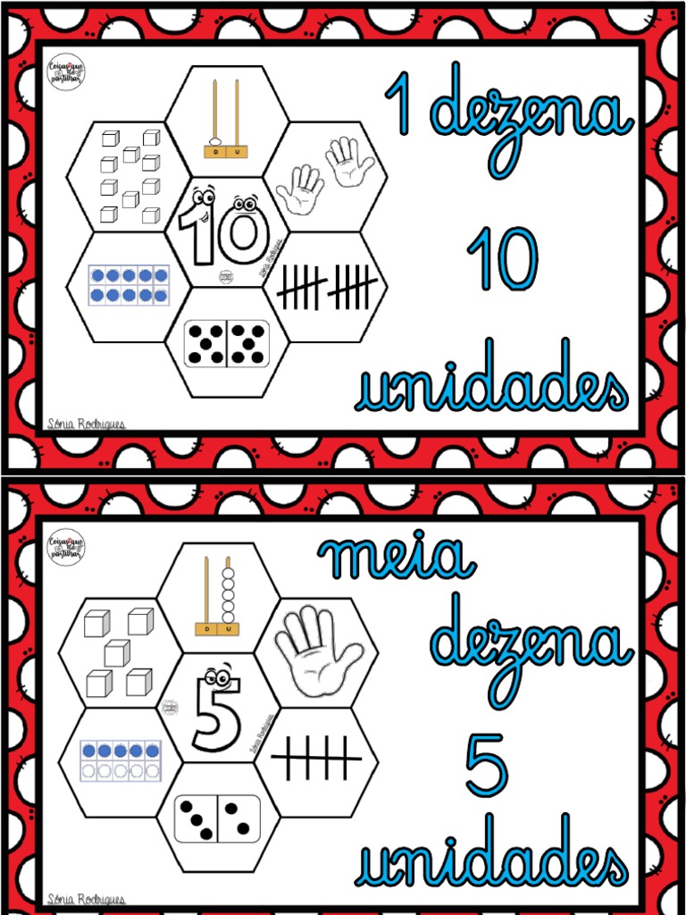 Cartazes Matemática Dezena Meia Dezena - Sónia Rodrigues | PDF