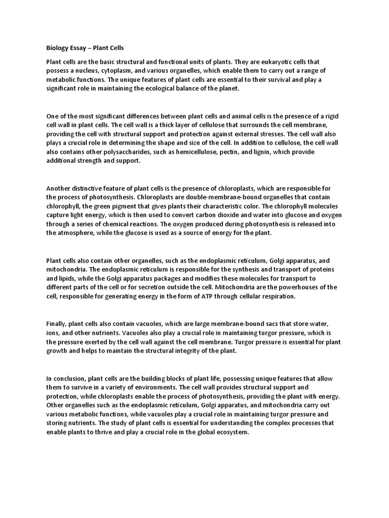 Plant Cell Structure & Functions | PDF | Cell (Biology) | Plants