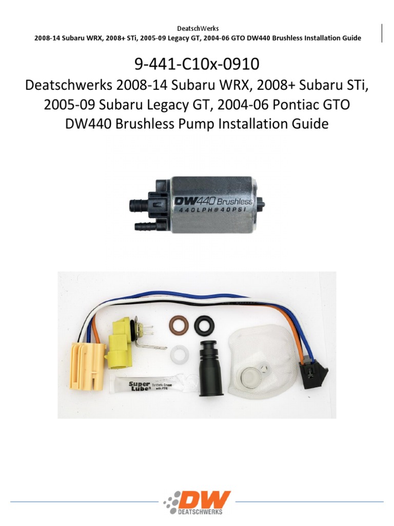 Subaru & GTO DW440 Pump Install Guide | PDF | Electrical Connector ...