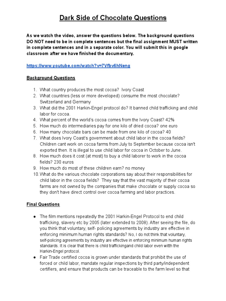 Dark Side of Chocolate | PDF | Fair Trade | Cocoa Bean