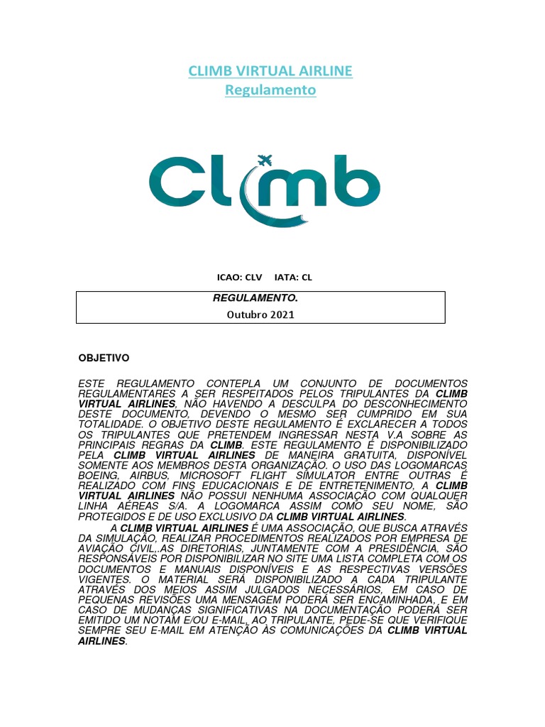 Regulamento CLIMB | PDF | Aeronave | Voo