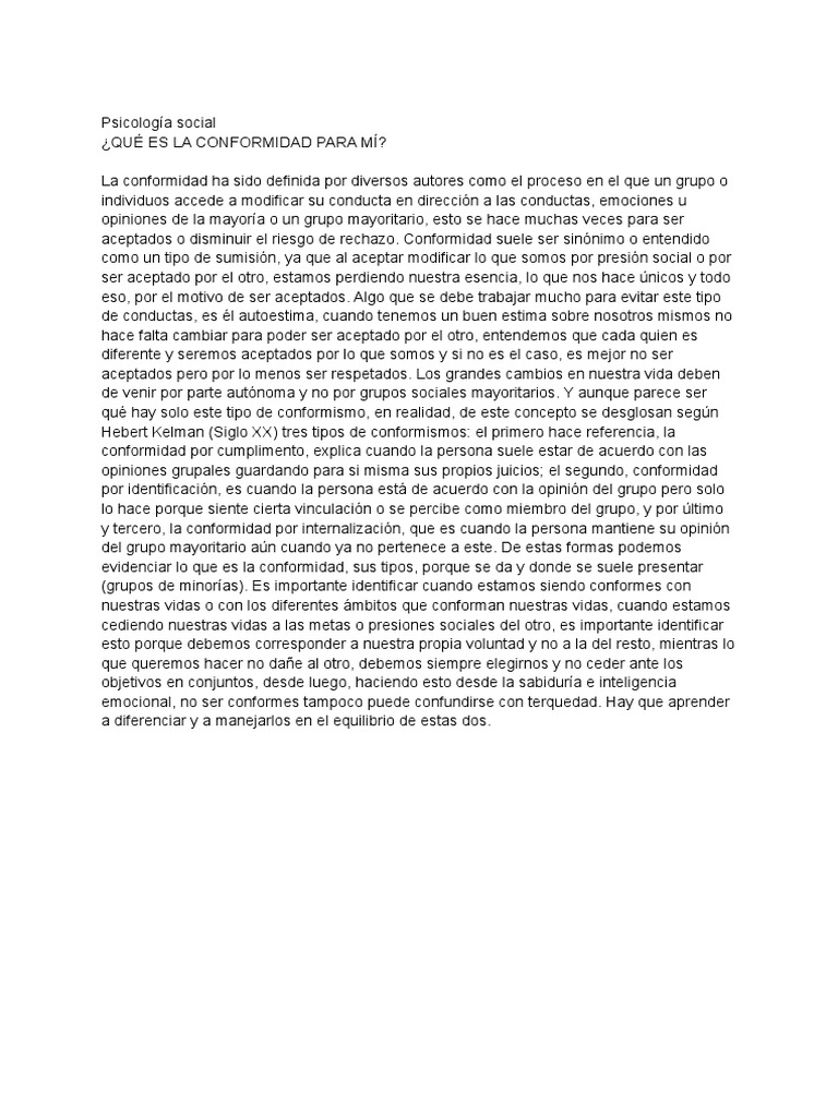 Conformidad | PDF | Las emociones | Psicología Social