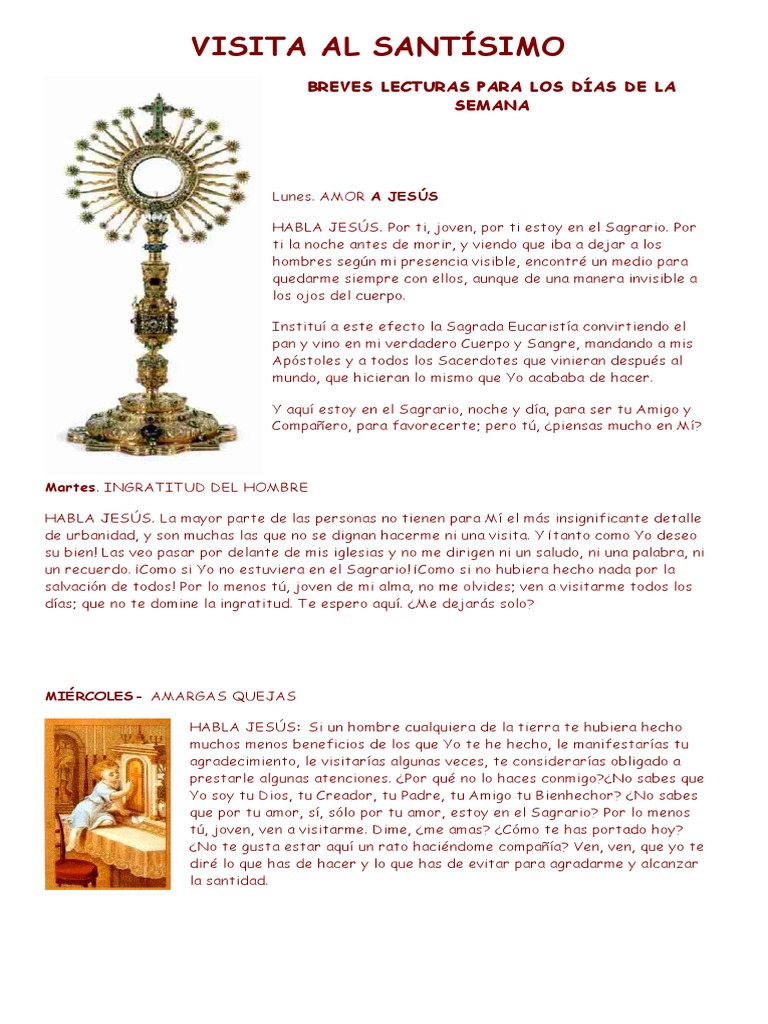 Breves Lecturas para Los Dias de La Semana Visita Al Santísimo | PDF | eucaristía | Creencia ...