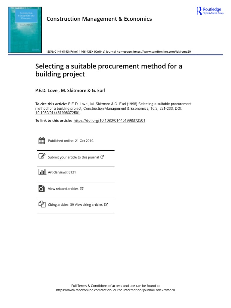 Selecting A Suitable Procurement Method For A Building Project | PDF ...