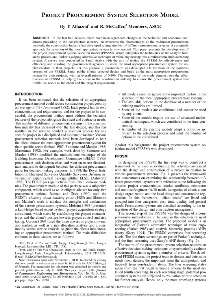 Project Procurement System Selection Mod | PDF | Procurement | Decision ...