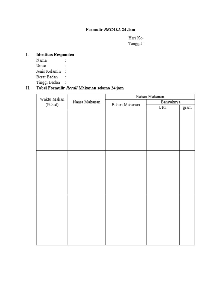 Recall 24 Jam | PDF