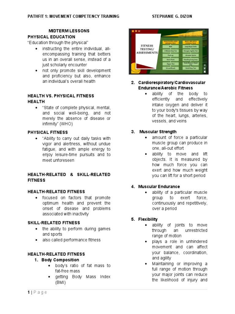 PathFit 1 (Lessons) | PDF | Physical Fitness | Dieting