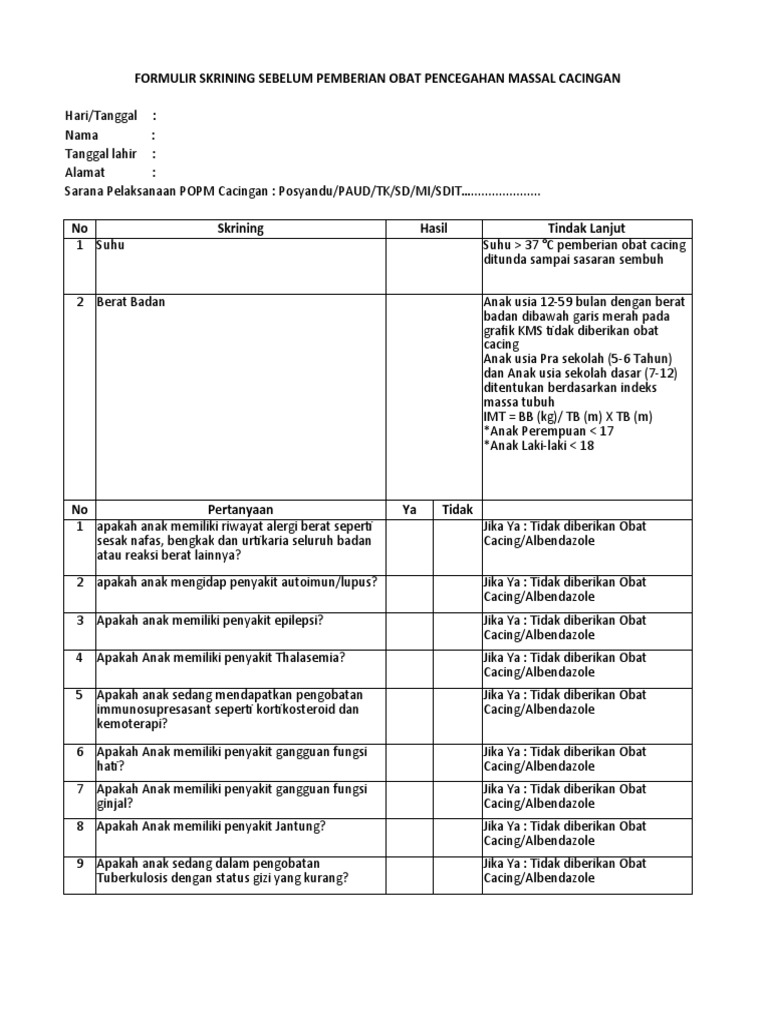 Format Skrining POPM | PDF
