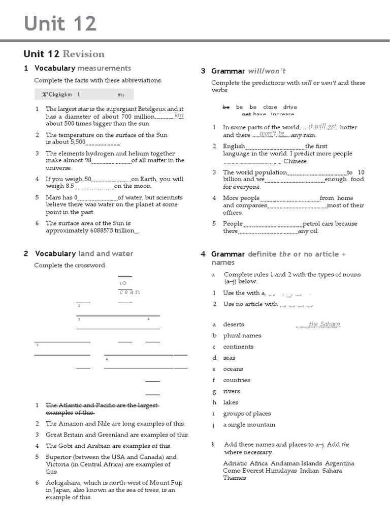 Elem Unit12 Revision Be | PDF | Sun | Water