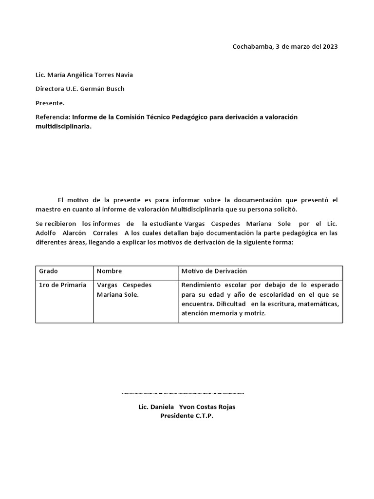 Informe Disciplinario Por Curso 2023 | PDF | Aprendizaje | Invalidez