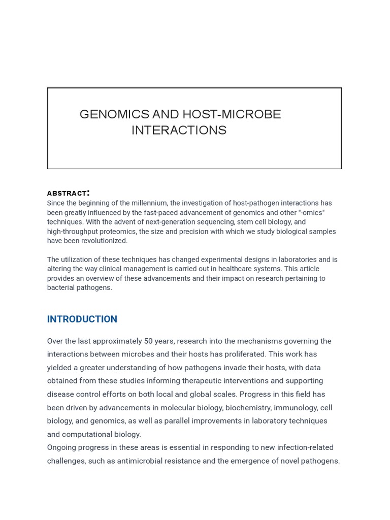 Genomics and Host-Microbe Interactions | PDF | Dna Sequencing | Gene