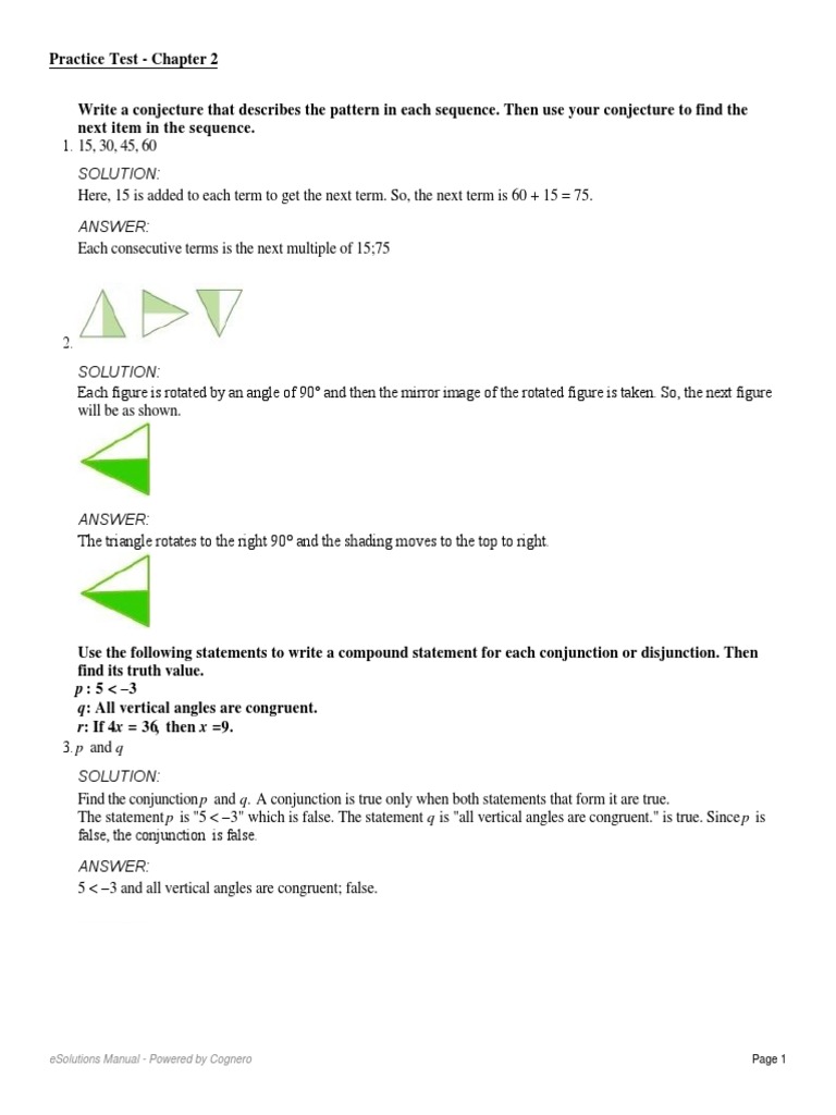 Practice Test - Chapter 2 | PDF | Triangle | Angle