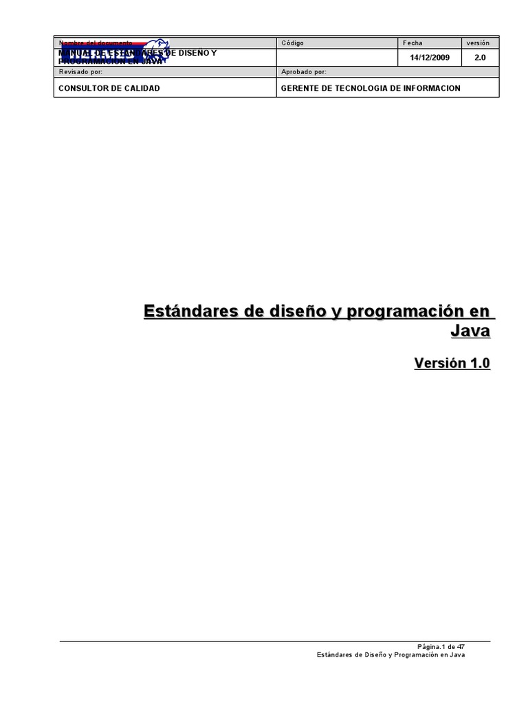 Manual de Estándares de Diseño y Programación en Java | PDF | Java ...