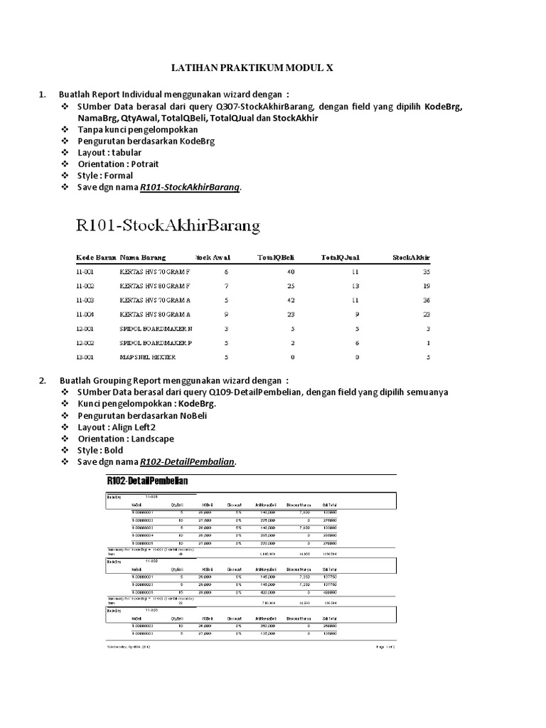 Latihan Praktikum Modul Report | PDF