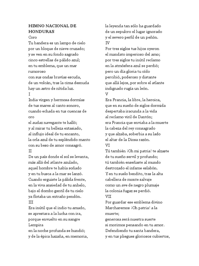 Himno Nacional de Paises Centroamericano | PDF