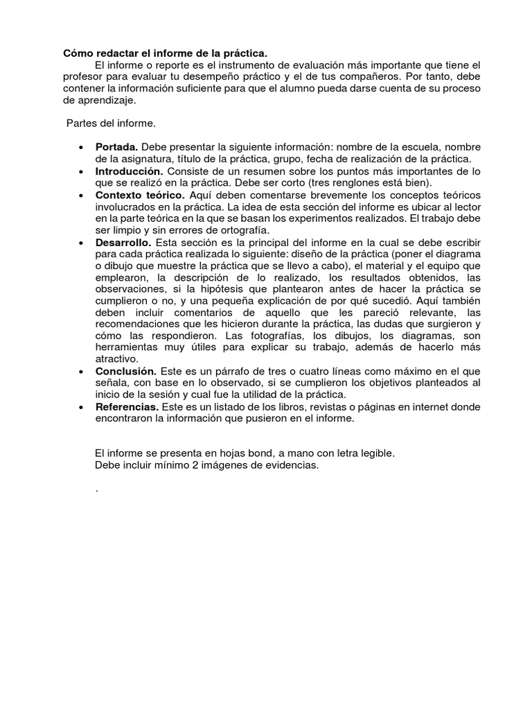 Cómo Redactar Un Reporte de Práctica | PDF