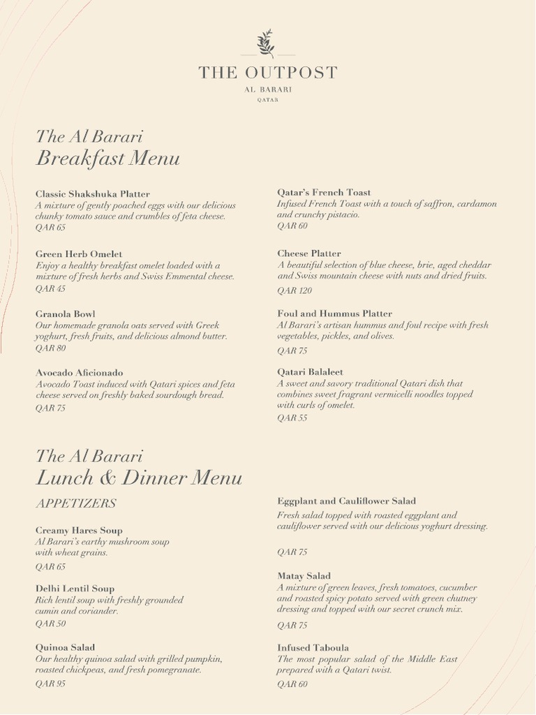 The Outpost Menu | PDF