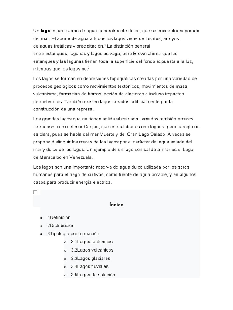 Tipos de Lagos: Tectónicos y Glaciares | PDF | lago | glaciar