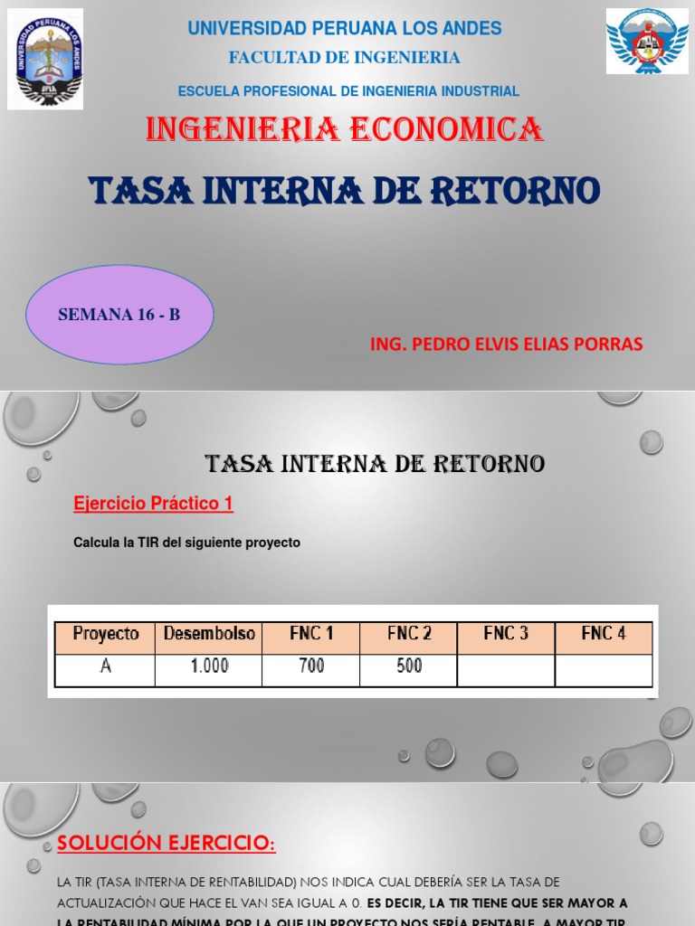 Semana 16 B - Tasa Interna de Retorno | PDF | Tasa interna de retorno | Economias