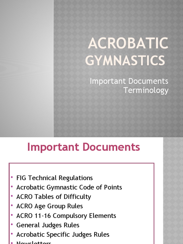 Acrobatic Gymnastics Terminology | PDF | Gymnastics | Individual Sports