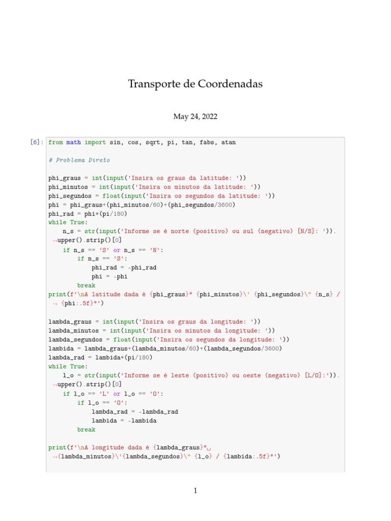 Programa Transf Coord Puissant | PDF | Longitude | Geofísica